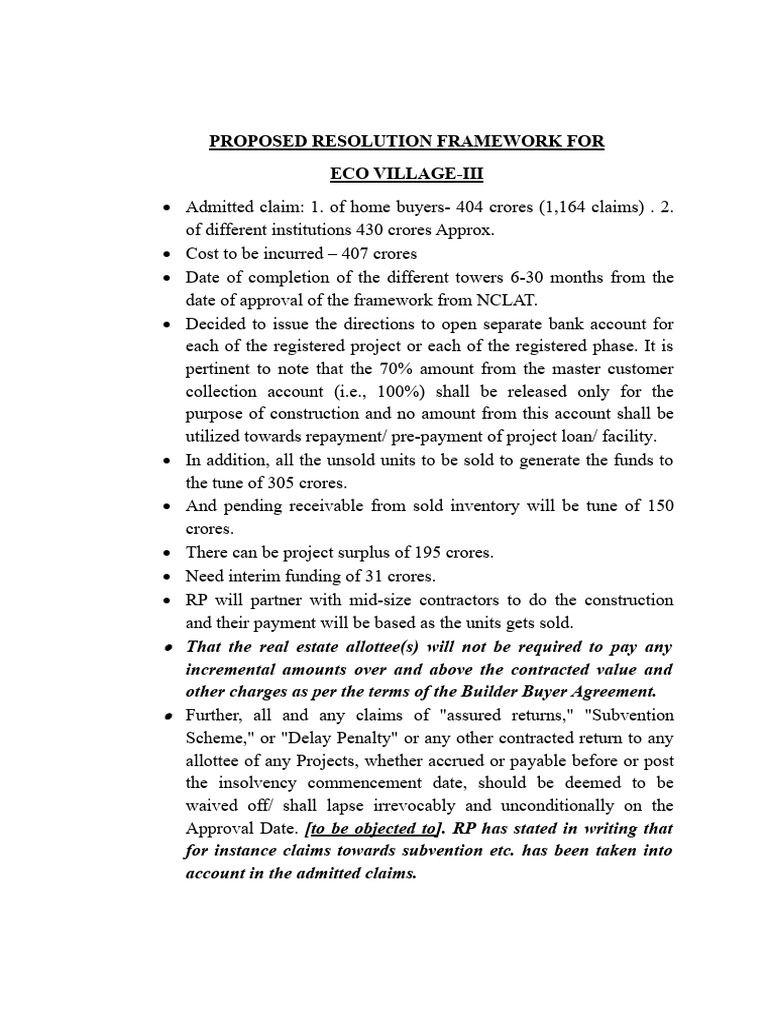 Ev-Iii Resolution Framework | Download Free PDF | Loans | Business