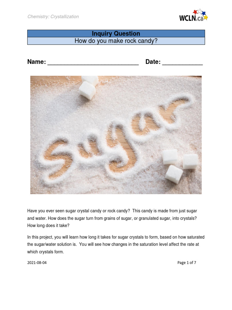 Sugar Crystal Formation Experiment | PDF | Water | Sugar