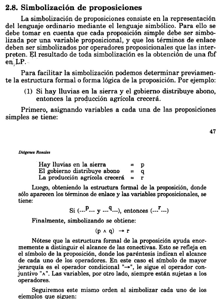 Lectura_Simbolización de Proposiciones (Rosales D.) | PDF | Proposición ...
