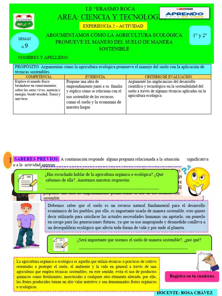 1 y 2°act. 2 .Exp.2 Argumentamos Como La Agricultura Promueve El Manejo Del Suelo | PDF ...