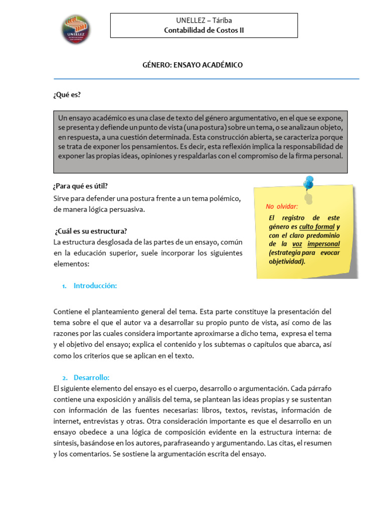 Pautas para elaborar un Ensayo | PDF | Ensayos