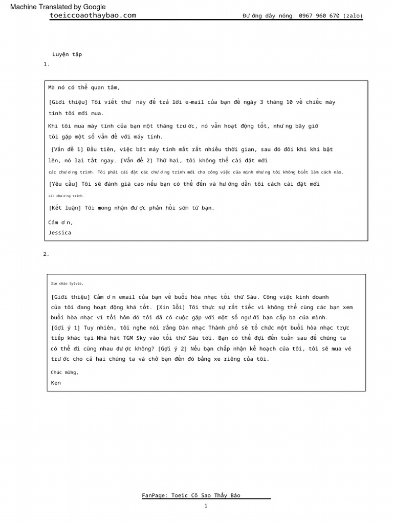 Part 2 Toeic Writing | PDF
