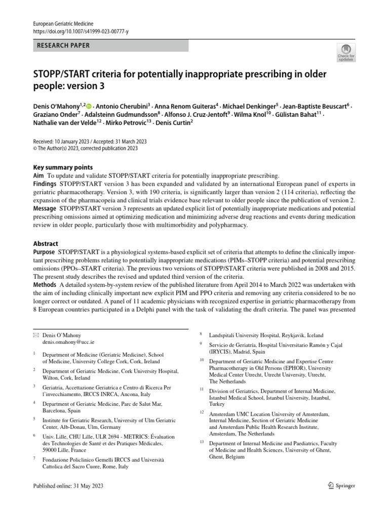 STOPP START Prescription Mahony DO 2023 | PDF | Health Sciences ...