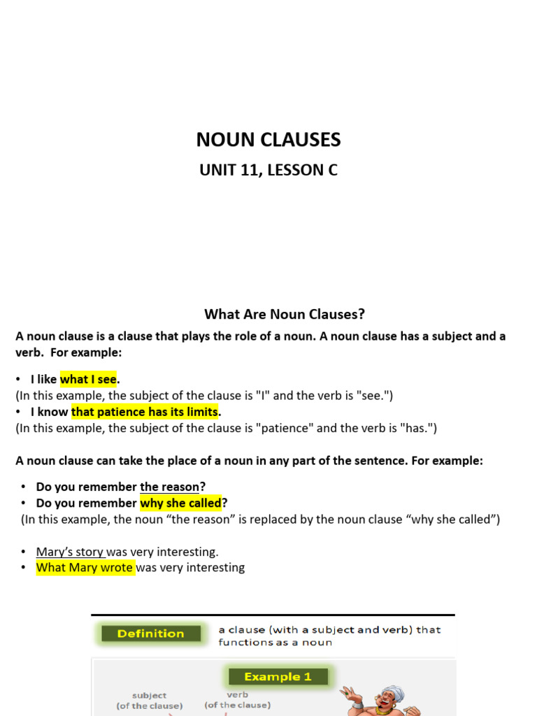 NOUN_CLAUSES_LESSON_C | PDF | Clause | Verb