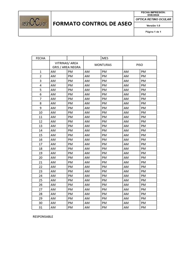 Control de Aseo | PDF