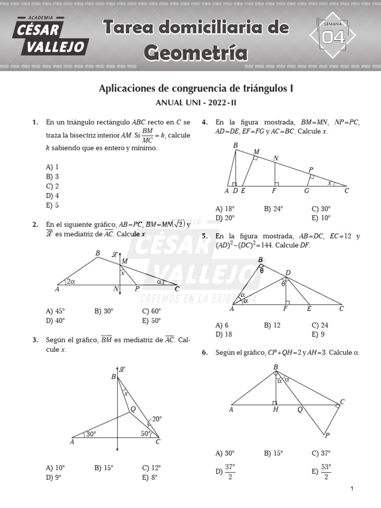 G AUNI Dom Sem4 | PDF | Triángulo | Geometría euclidiana