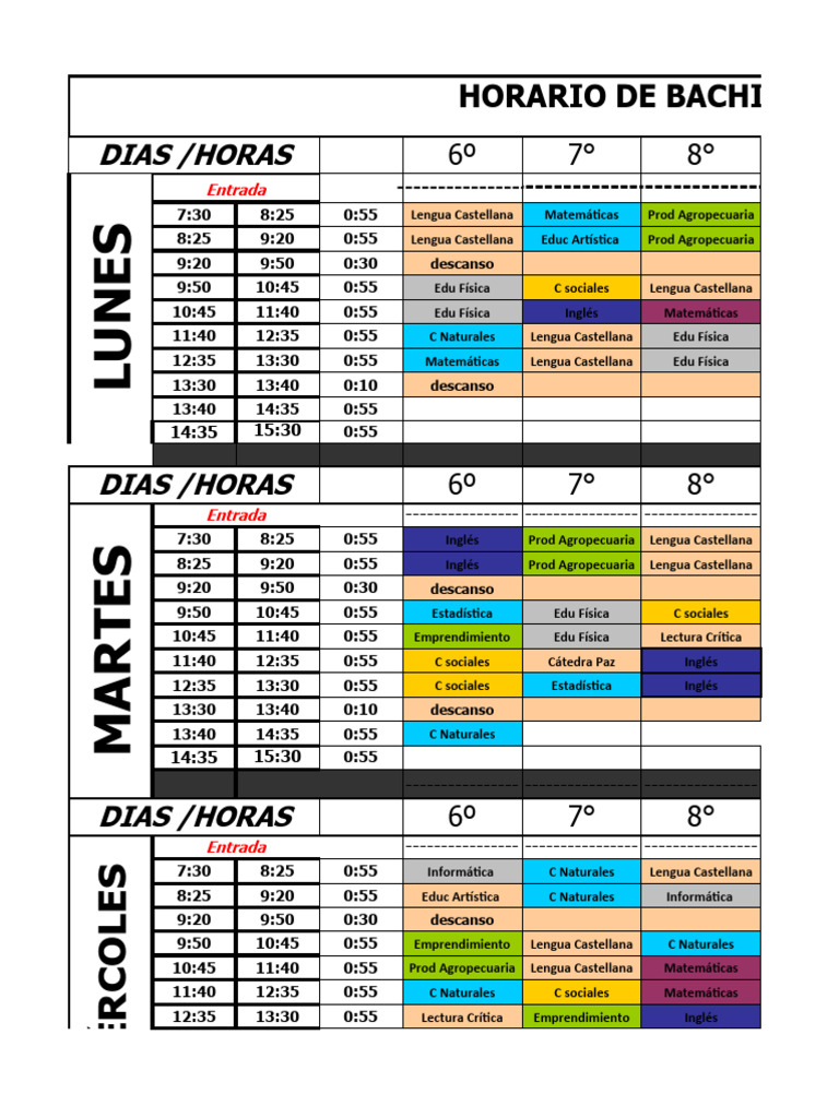 Horario Abril 1 - Abril 12 | PDF | Observación | Ciencias Naturales