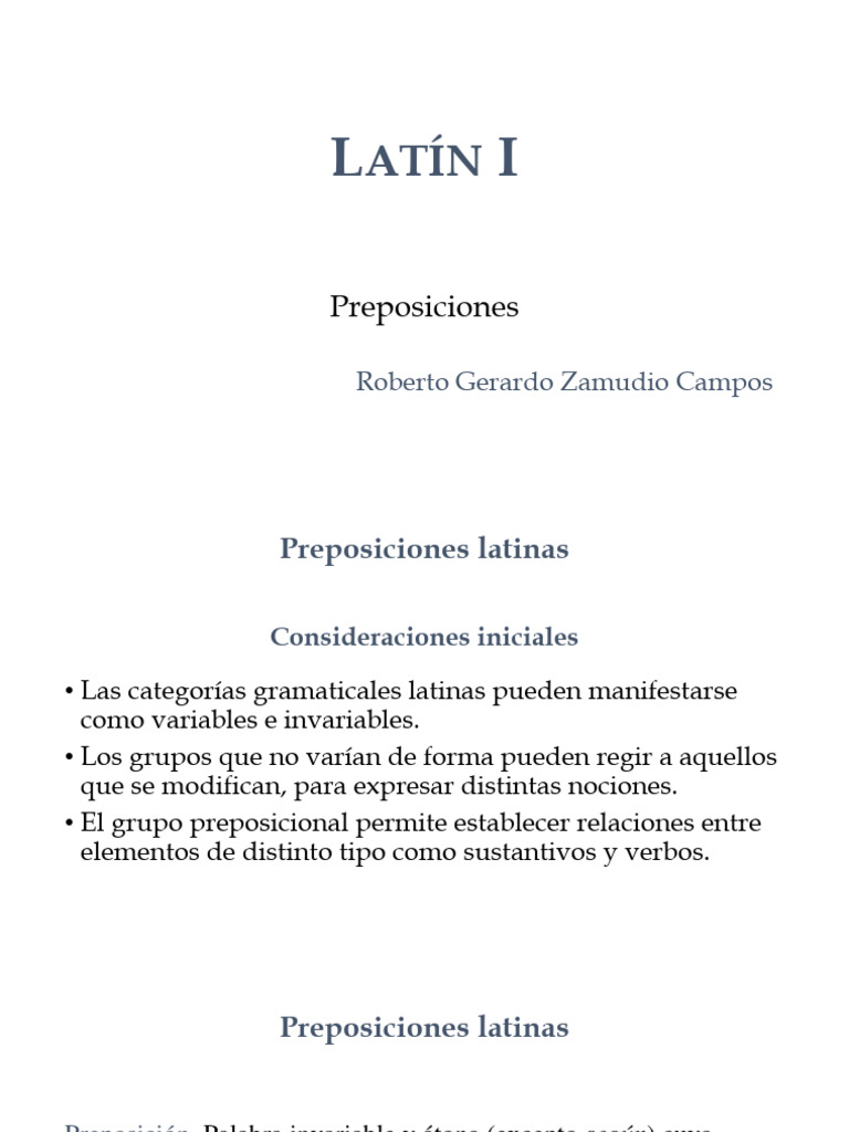 Preposiciones latinas | PDF | Preposición y Postposición | Mecánica del lenguaje