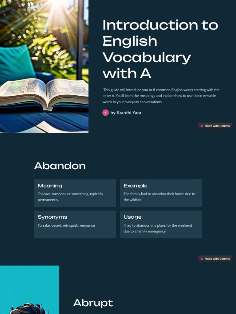 Introduction To English Vocabulary With A | PDF | Vocabulary