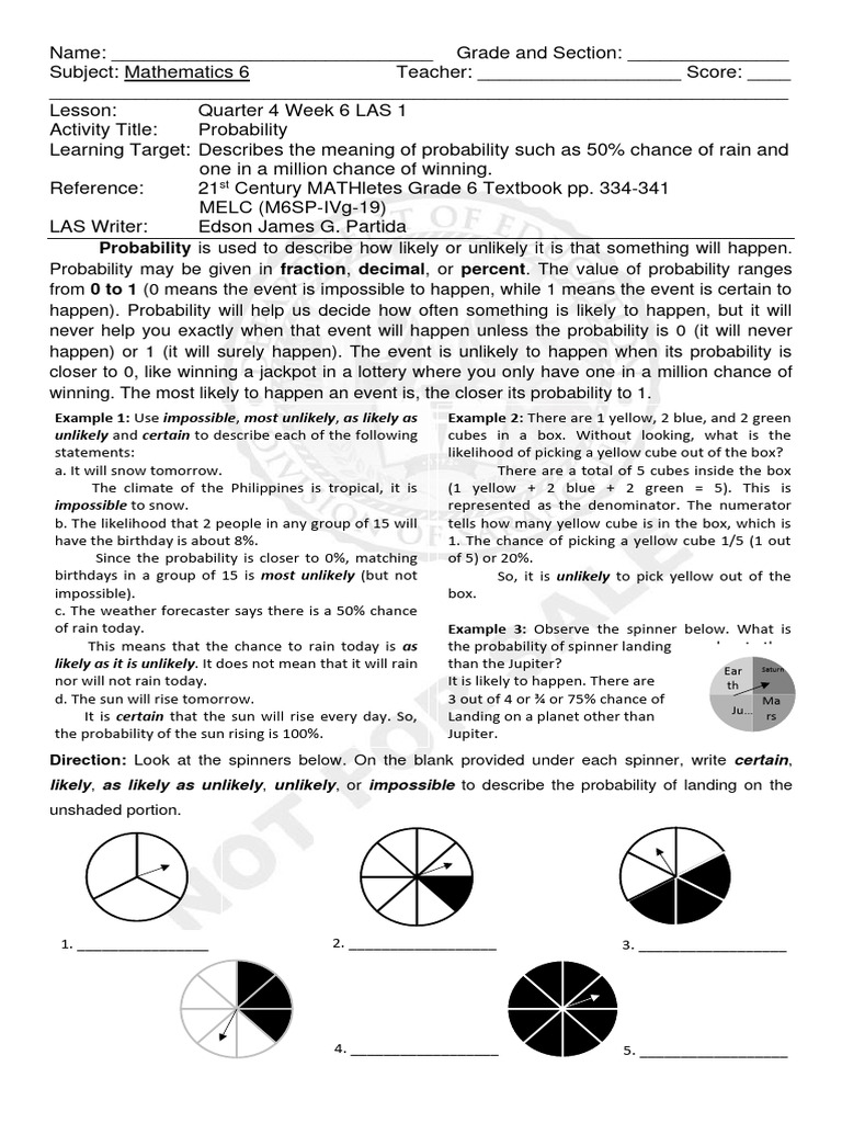 Math 6-Week 6-LAS1 - Final | Download Free PDF | Mathematics