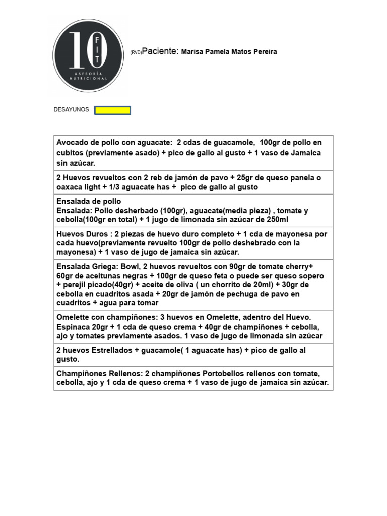 Menú Saludable: Desayunos y Cenas Nutritivas | PDF | ensalada | Cocinando