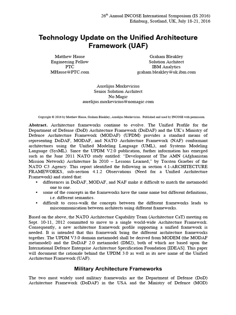 Hause, Evolution of UAF (2016) | PDF | Conceptual Model | Systems ...