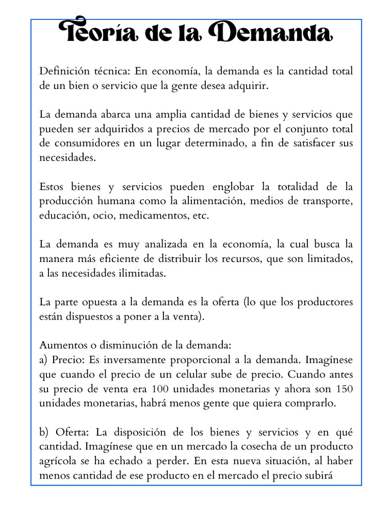 TEORÍA DE LA DEMANDA JKK | PDF | Oferta y demanda | Utilidad marginal