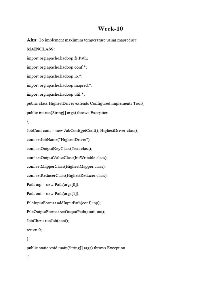 Week 10 | PDF | Apache Hadoop | Object Oriented Programming