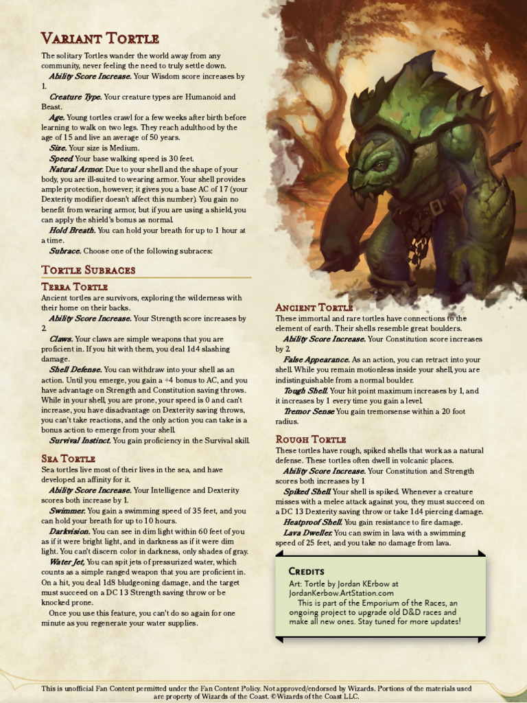 Variant Tortle Races Overview | PDF | Law | Home & Garden