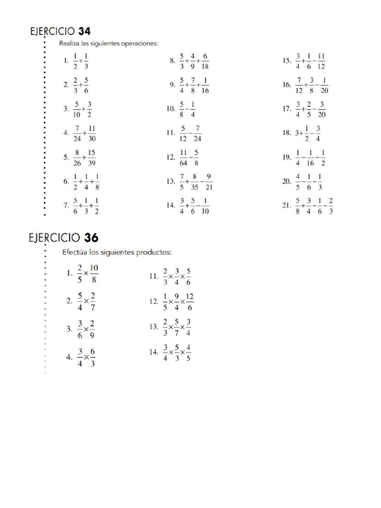 Ejercicios De Fracciones PDF