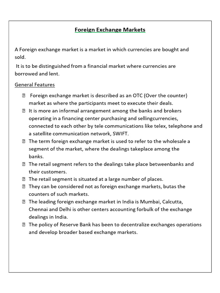 Overview of Foreign Exchange Markets | PDF | Foreign Exchange Market ...