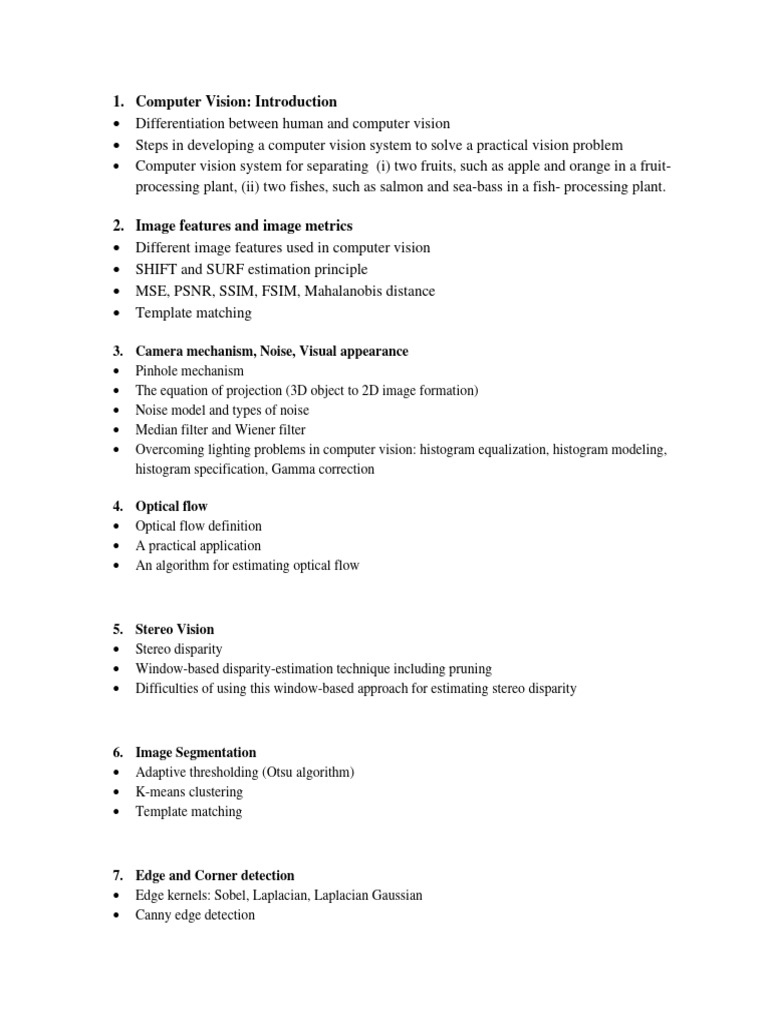 Computer Vision Techniques and Assignments | PDF | Computer Vision | Recording