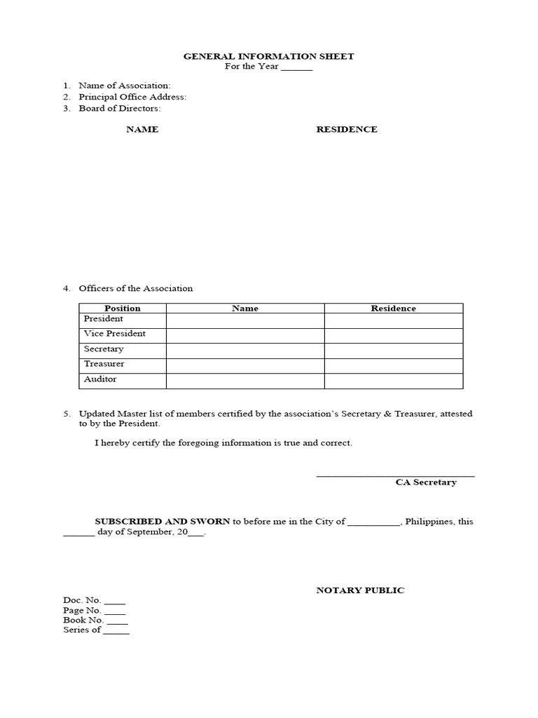 General Info Sheet - For DHSUD Report | PDF