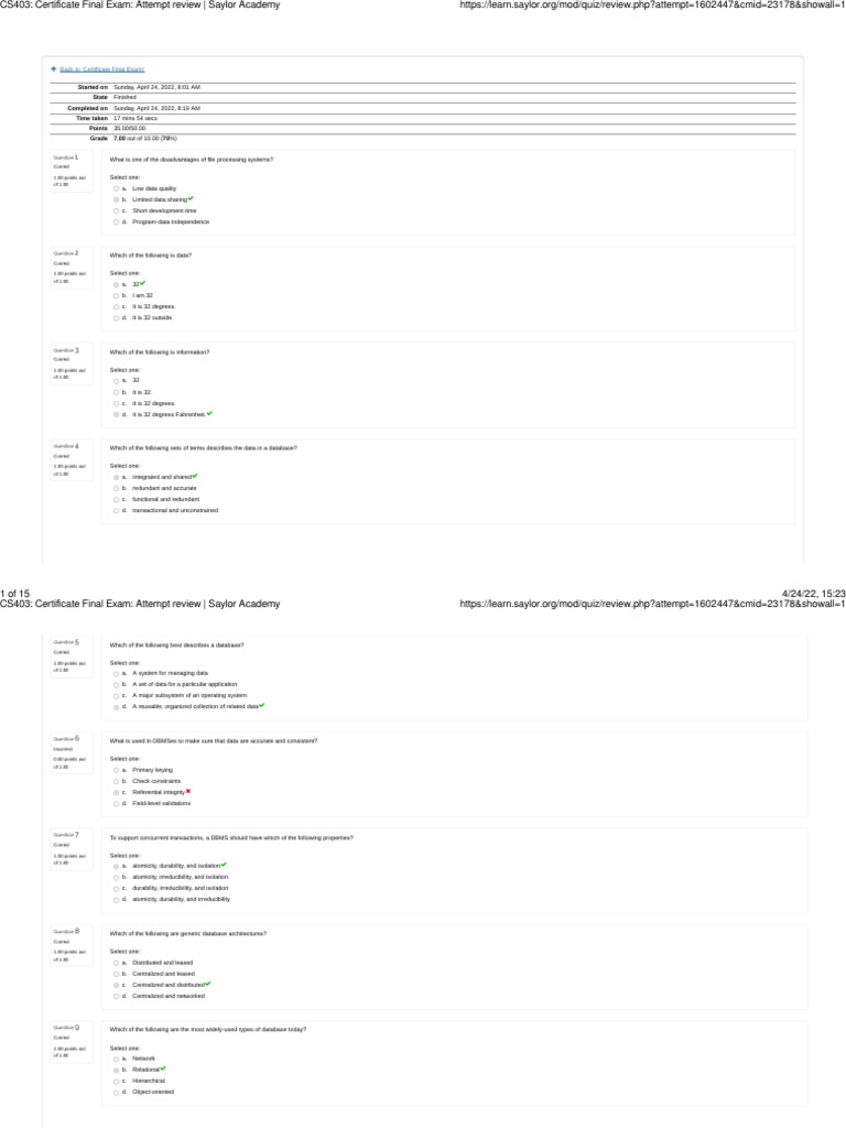 Back To 'Certificate Final Exam/': Correct 1.00 Points Out of 1.00 ...