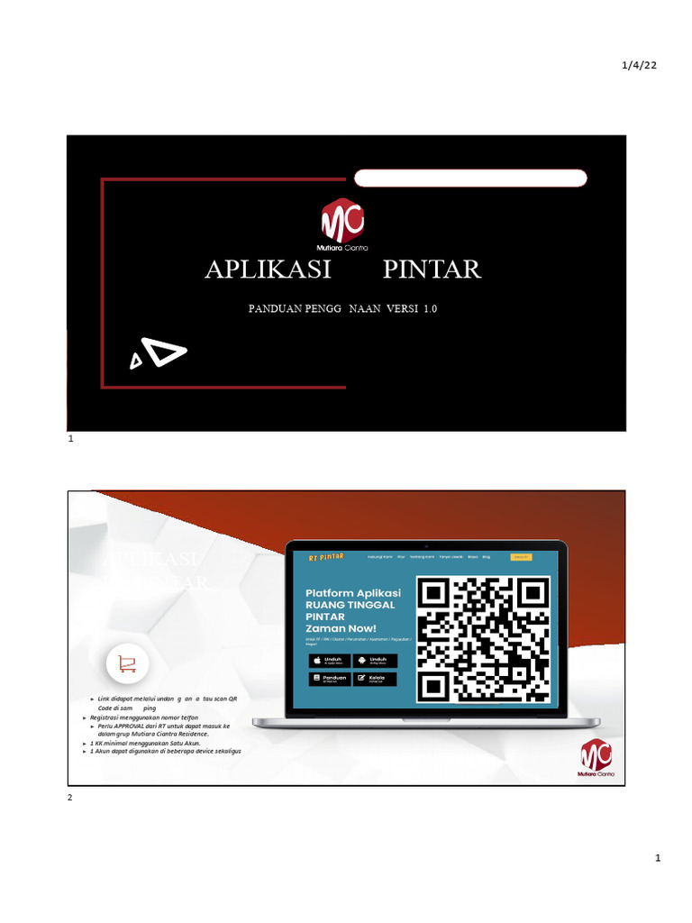 Panduan Aplikasi RT Pintar | PDF