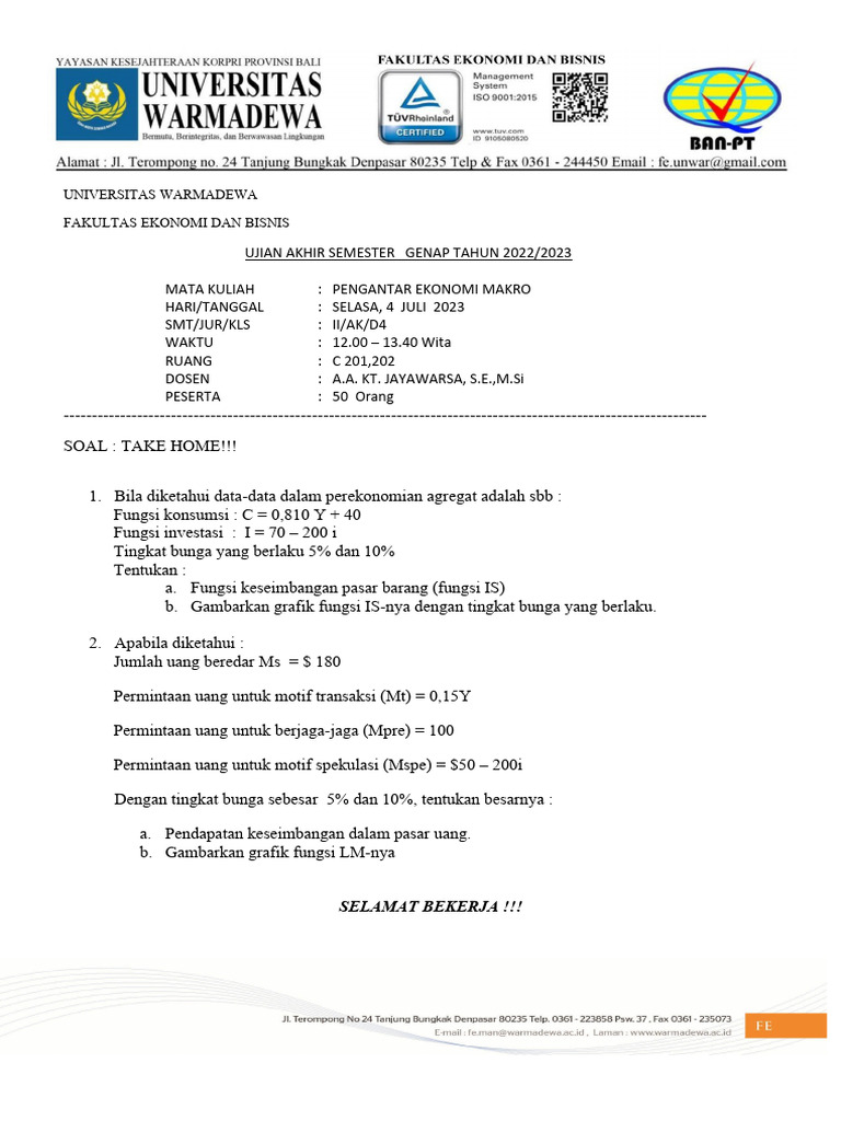 Soal Uas Genap 2022-2023 D4 Ii | PDF | Bisnis