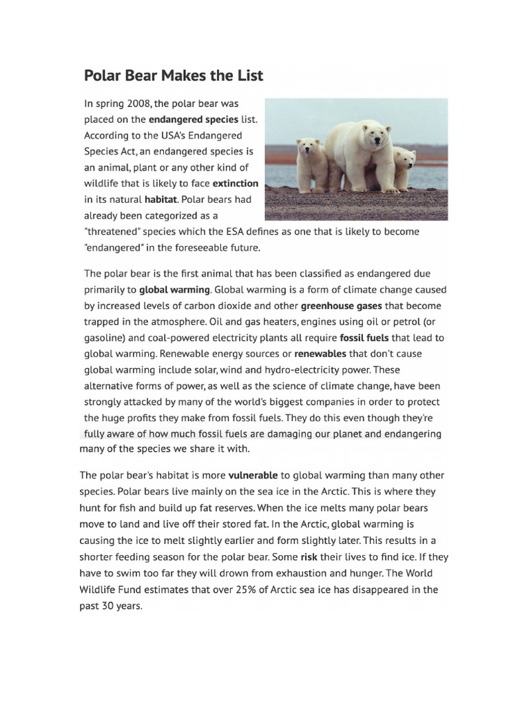 Habitat Reading Polar Bear B1-B2 | PDF