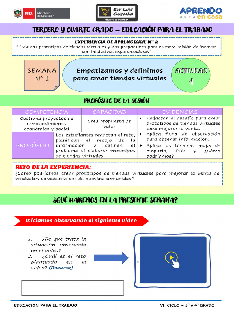 Ii Experiencia De Aprendizaje Act 1 3 Y 4 Grado Sem 1 Pdf