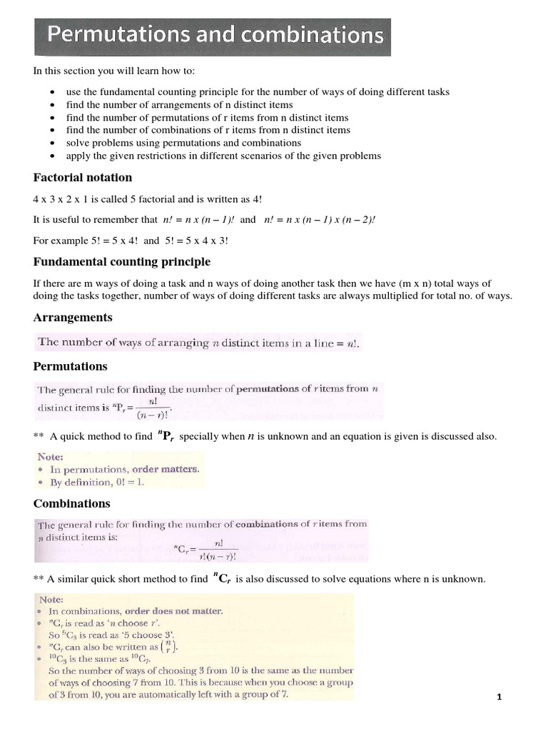 Combinatorics for Math Students | PDF | Permutation | Mathematics