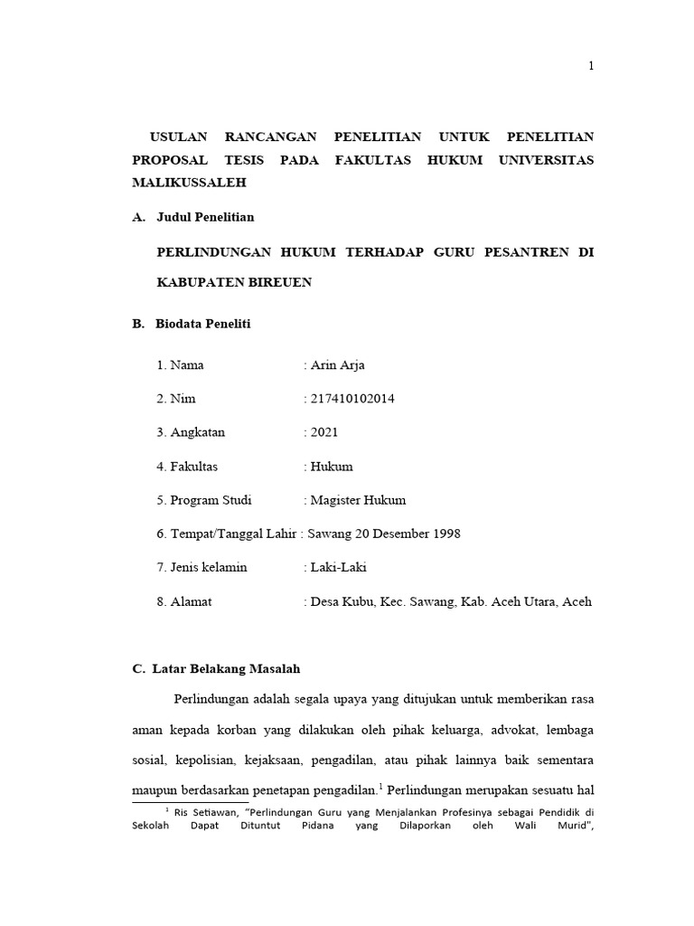 Arin Arja Proposal | PDF
