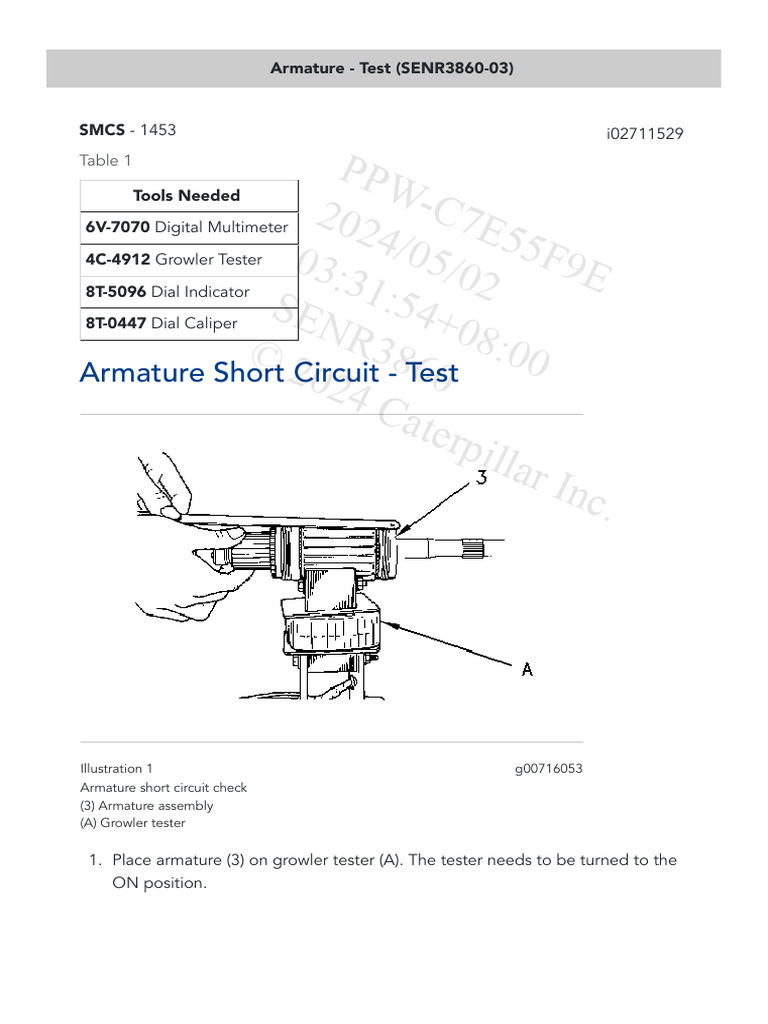Armature - Test (SENR3860-03) | PDF | Manufactured Goods | Electrical ...
