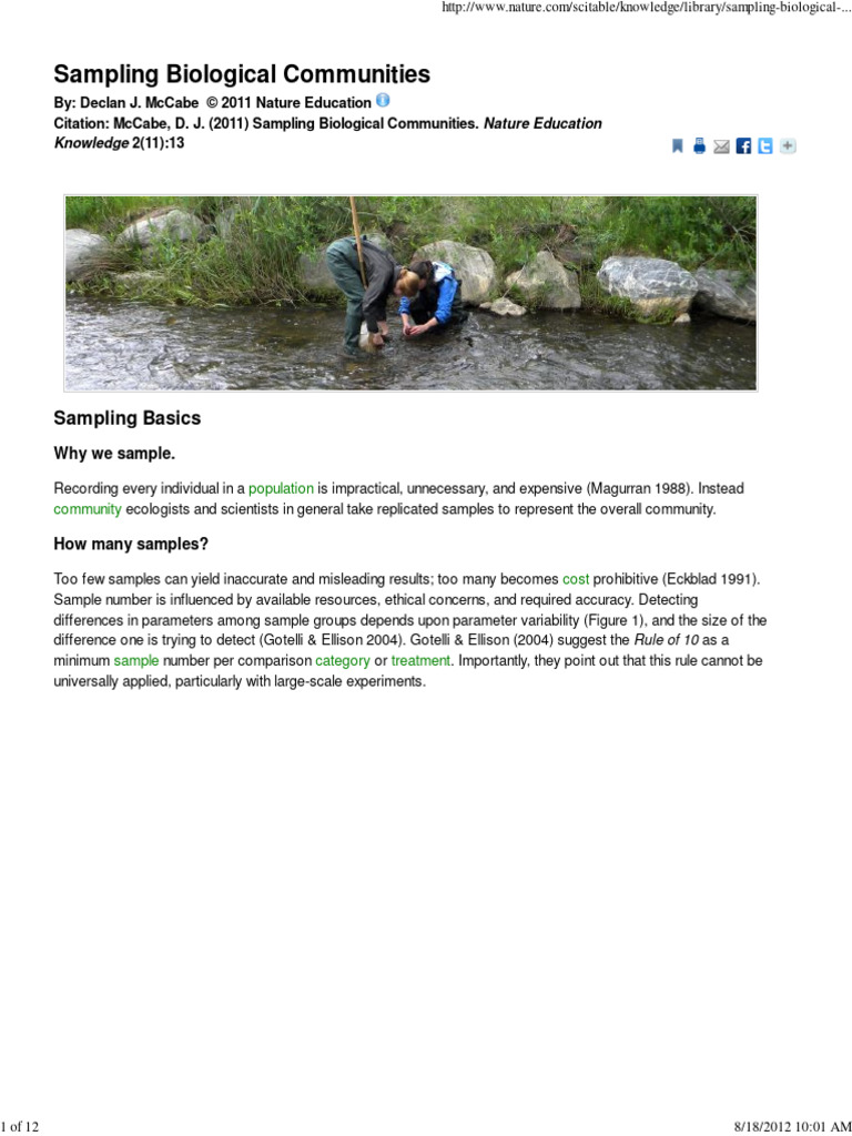 Sampling Strategies for Biological Communities | PDF | Sampling ...