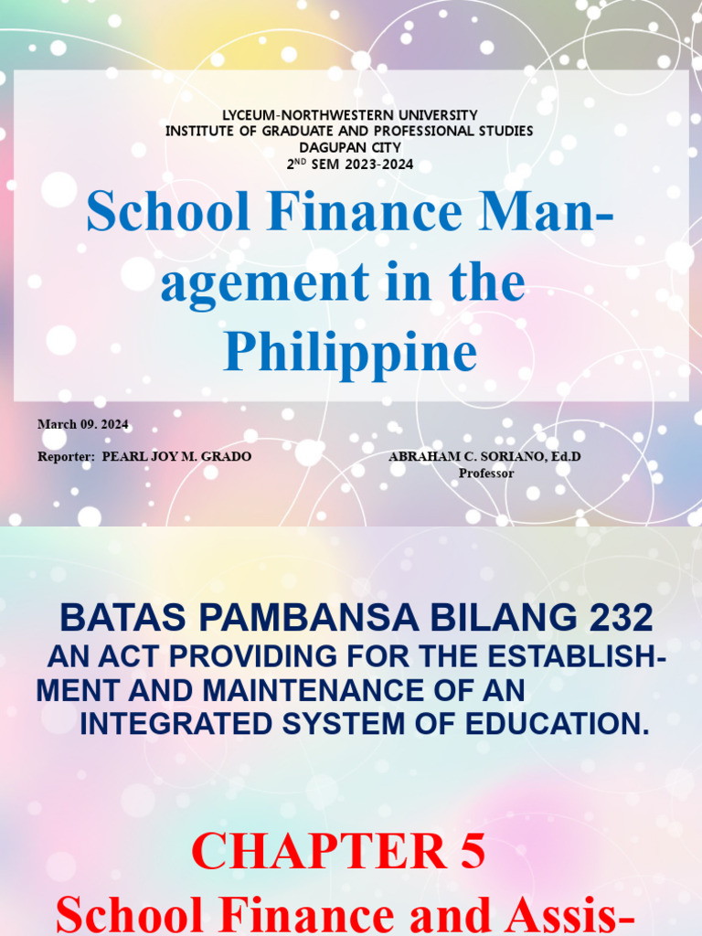 SCHOOL FINANCE MANAGEMENT IN THE PHILS - PEARL | PDF | Private School ...
