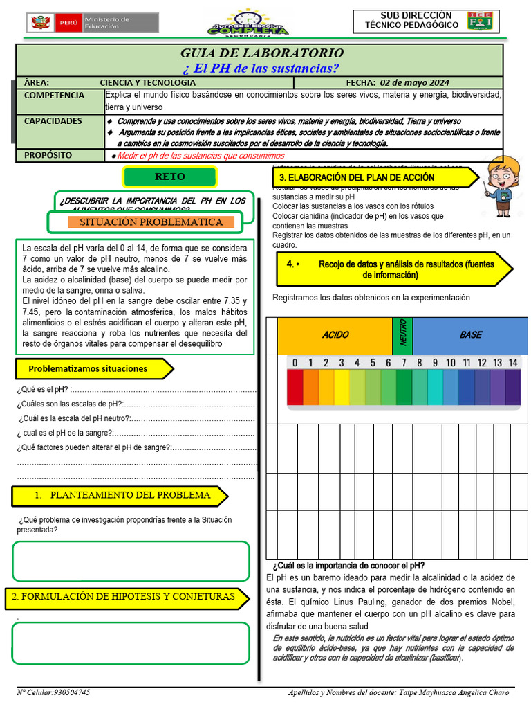 Guia de Laboratorio - PH | Descargar gratis PDF | Alimentos | Ph