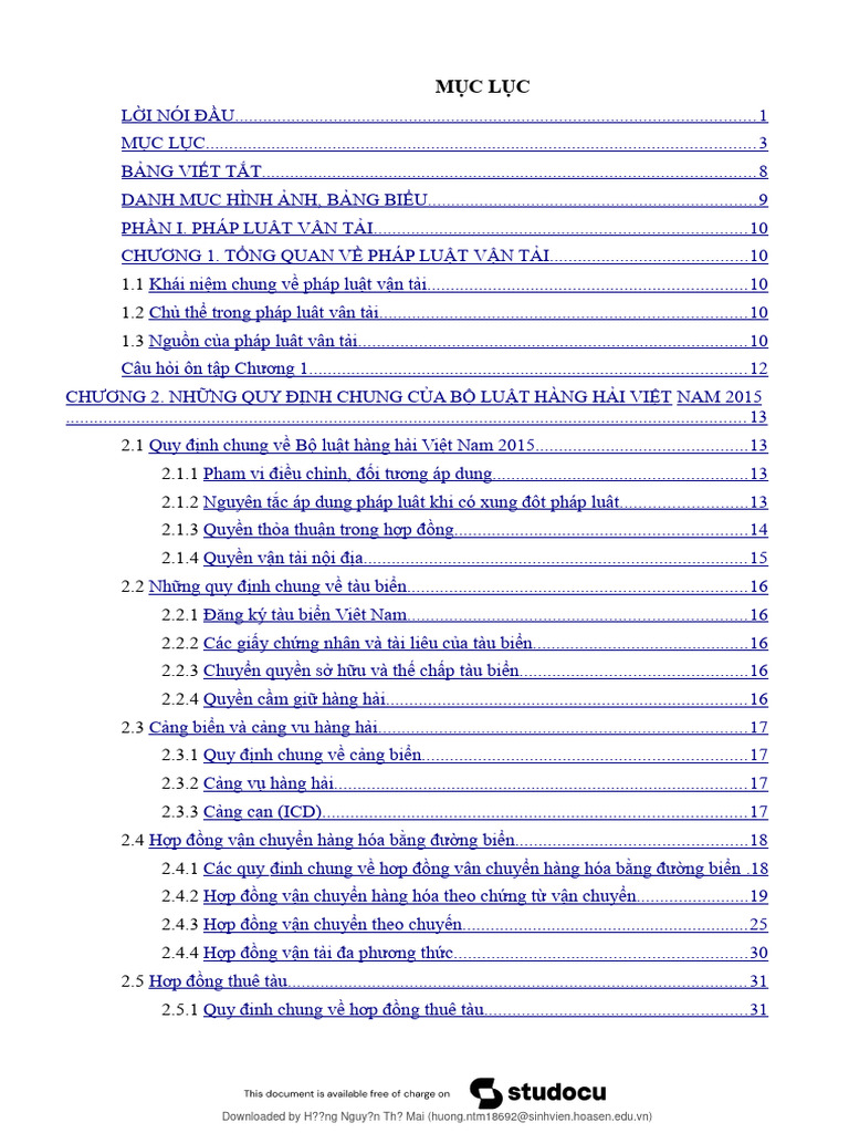 BG Phap Luat Va Cac Cong Uoc Quoc Te Ve Van Tai 2023 | PDF