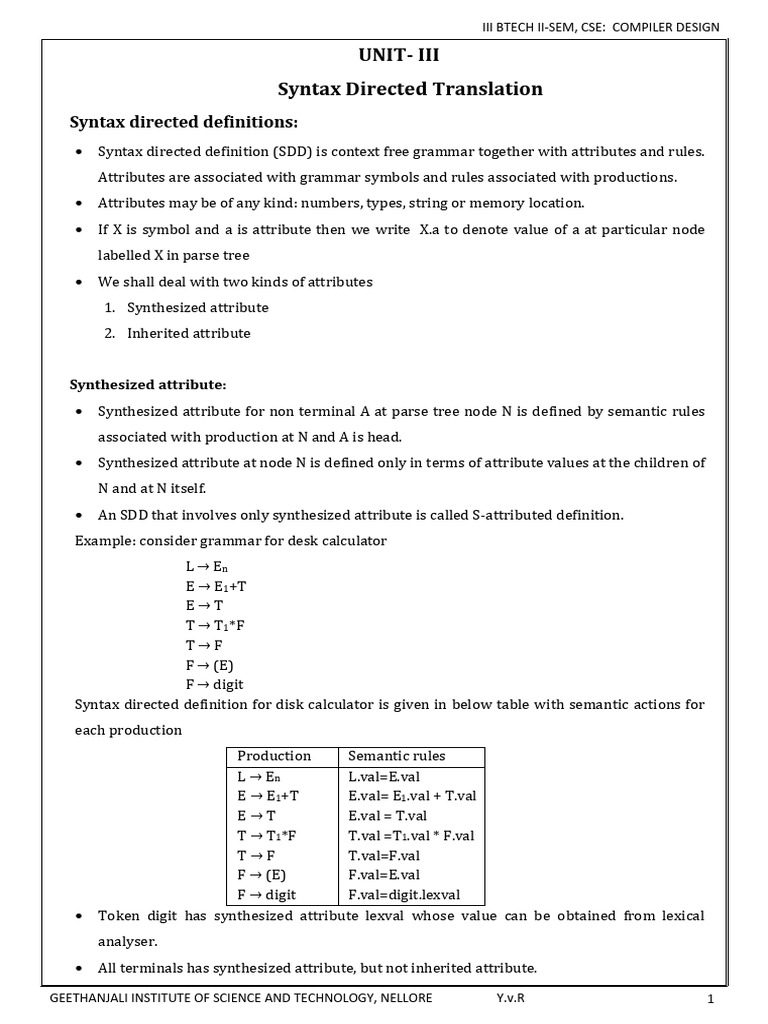 CD UNIT 3 | PDF | Data Type | Parsing