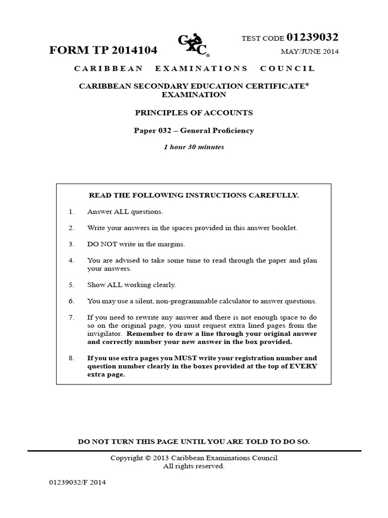 Csec Poa June 2014 p032 | PDF | Cheque | Discounting