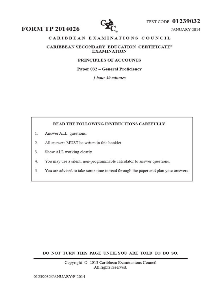 Csec Poa January 2014 p032 | PDF | Depreciation | Book Value