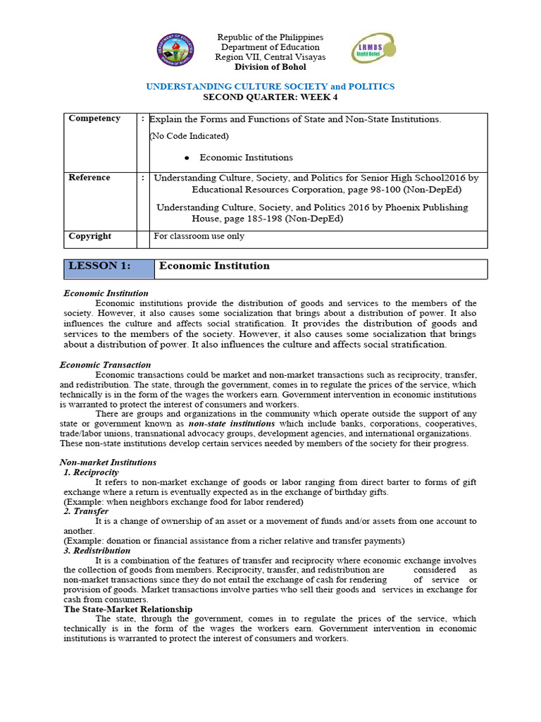 Shs Humss Ucsp Q2 Wk4 Pdf Cooperative Corporations