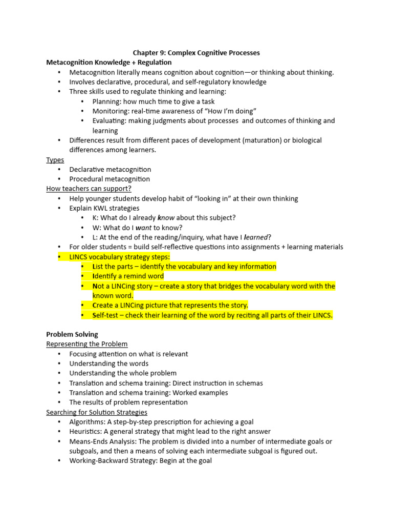 Chapter 9 - Complex Cognitive Processes | PDF | Critical Thinking | Thought