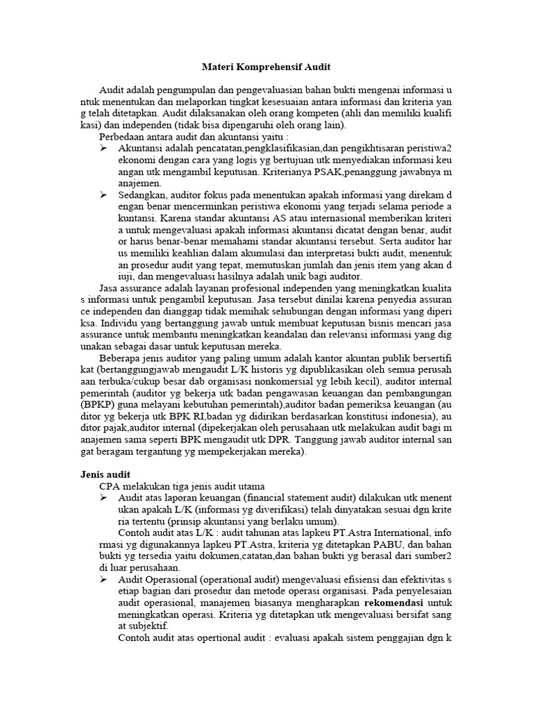 Materi Komprehensif Audit 2 | PDF | Teknologi & Rekayasa