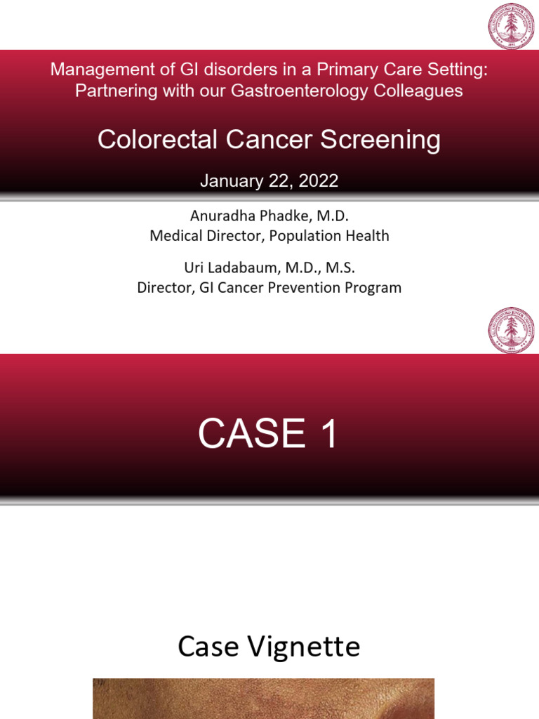 Management of GI Disorders in A Primary Care Setting - Colorectal Cancer Screening | PDF ...