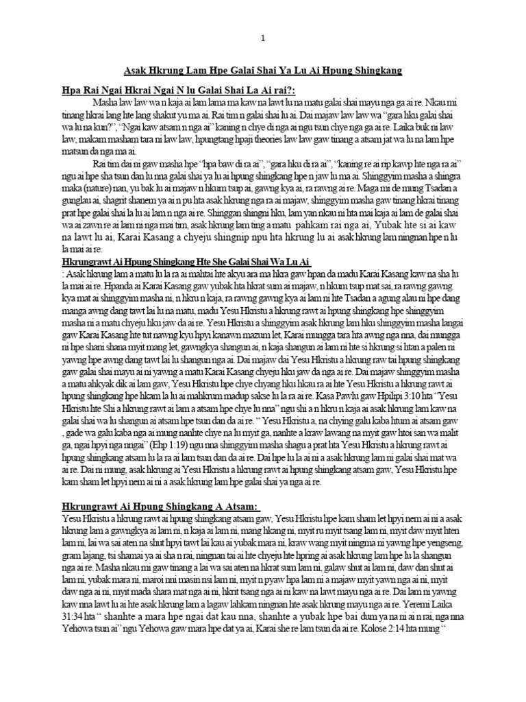Asak Hkrung Lam Hpe Galai Shai Ya Lu Ai Hpung Shingkang | PDF