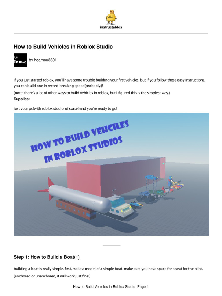 How To Build Vehicles in Roblox Studio | PDF | Vehicle Technology ...