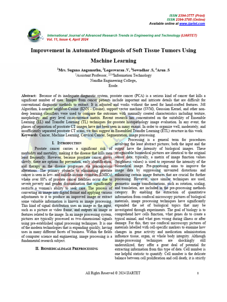 Improvement in Automated Diagnosis of Soft Tissue Tumors Using | PDF | Image Segmentation ...