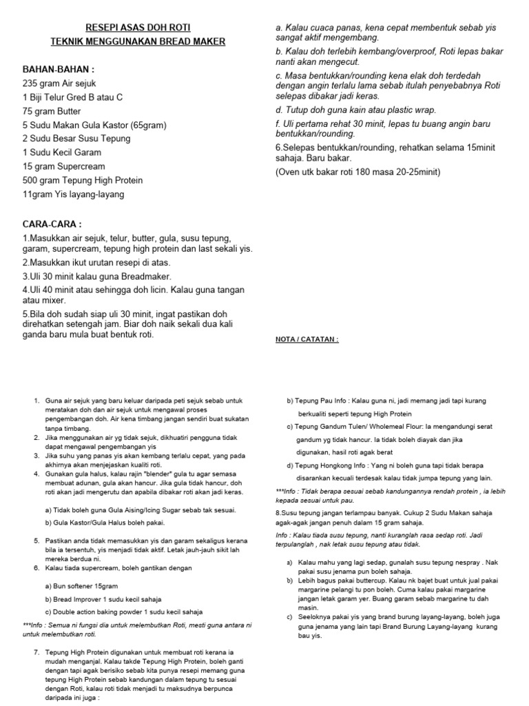 RESEPI ROTI | PDF