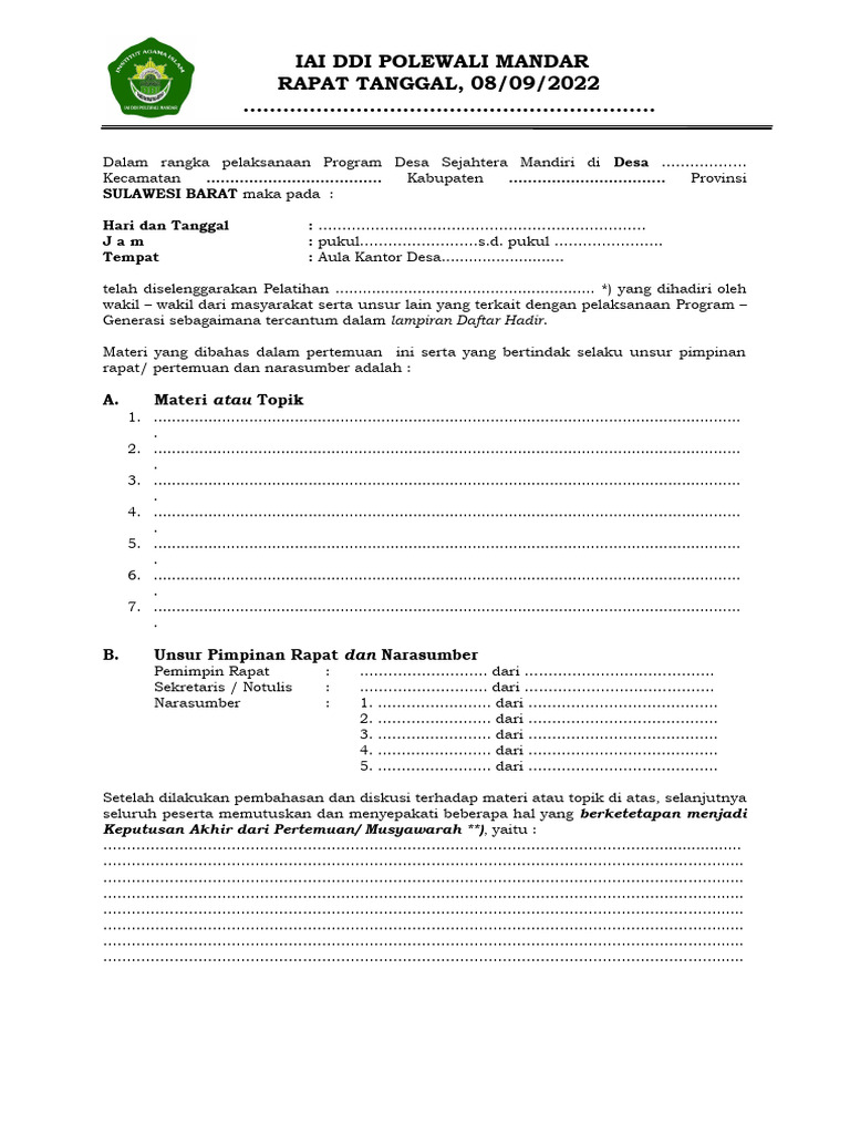 Berita Acara & Notulensi | PDF | Teknologi & Rekayasa