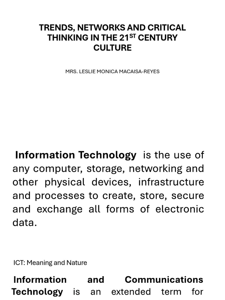 Information and Communications Technology - Week 3 - Session 1 | PDF ...