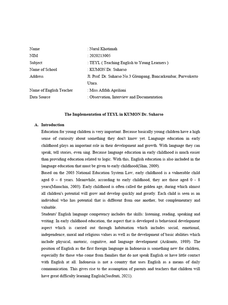 TEYL ( teaching english to young learners | PDF | Learning | Second ...