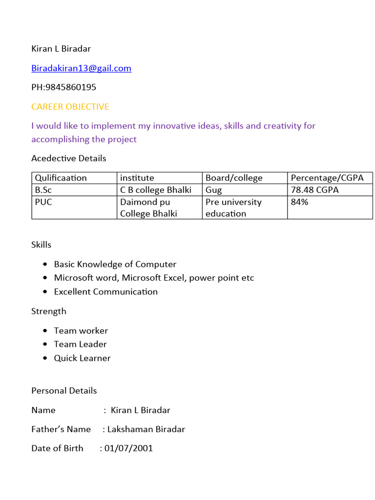 Kiran L Biradar | PDF